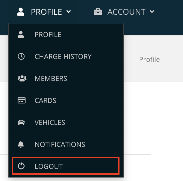 Log out of your EVgo account – EVgo